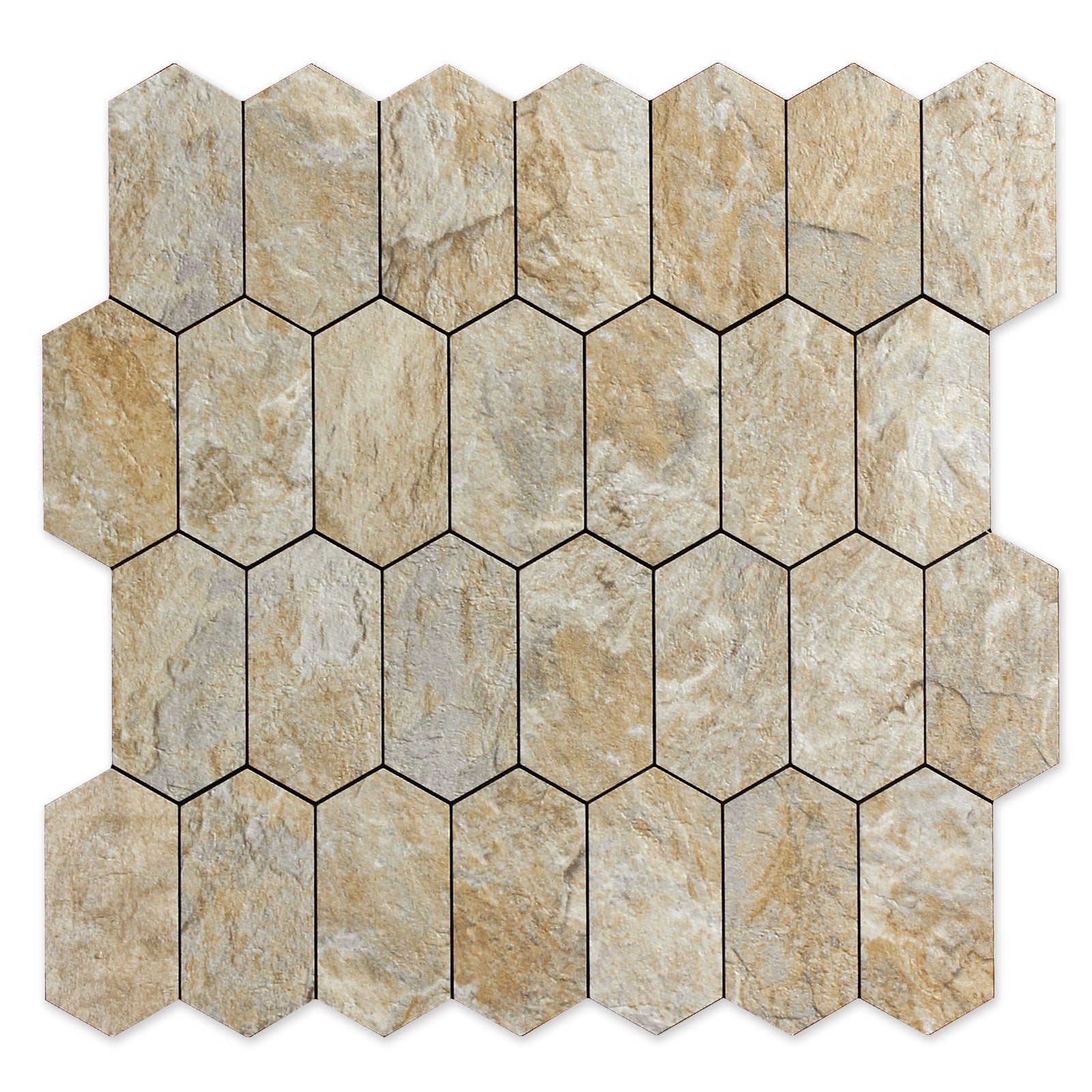 Earthy Stone Hexagon Tiles Peel and Stick Tile Backsplash – Yipscazo Tiles